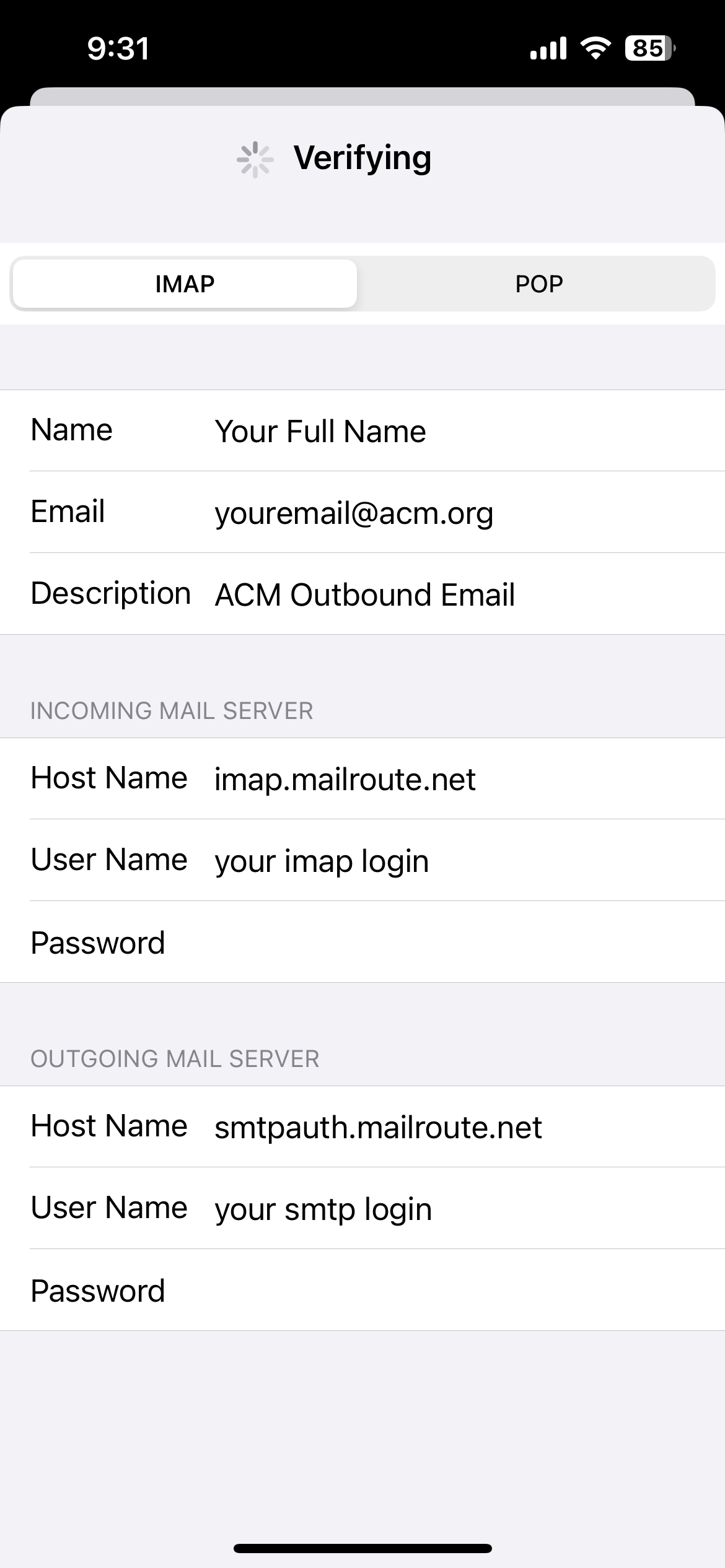 Apple Iphone Configuration Outbound Configuration Smtp Auth Relay Mailroute Help Center