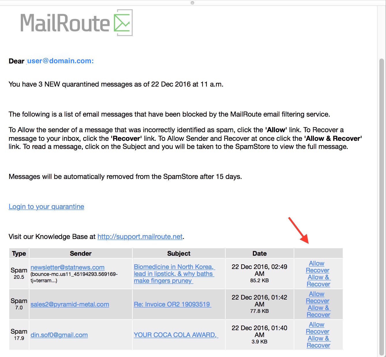 Quarantine Notifications – MailRoute Help Center